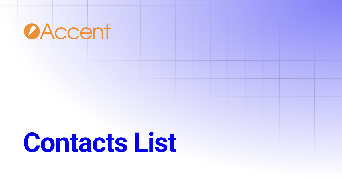 Contacts List | Connect User Guide